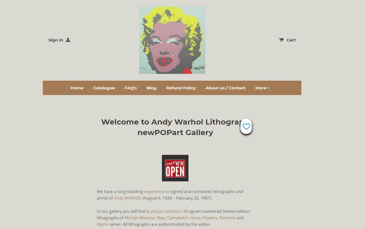 New web page in preparation – newPOPart Gallery